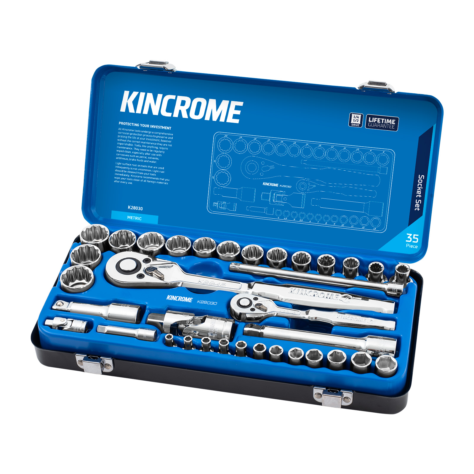 Socket Set 35 Piece 1 4 1 2 Drive Metric Kincrome Tools Kincrome