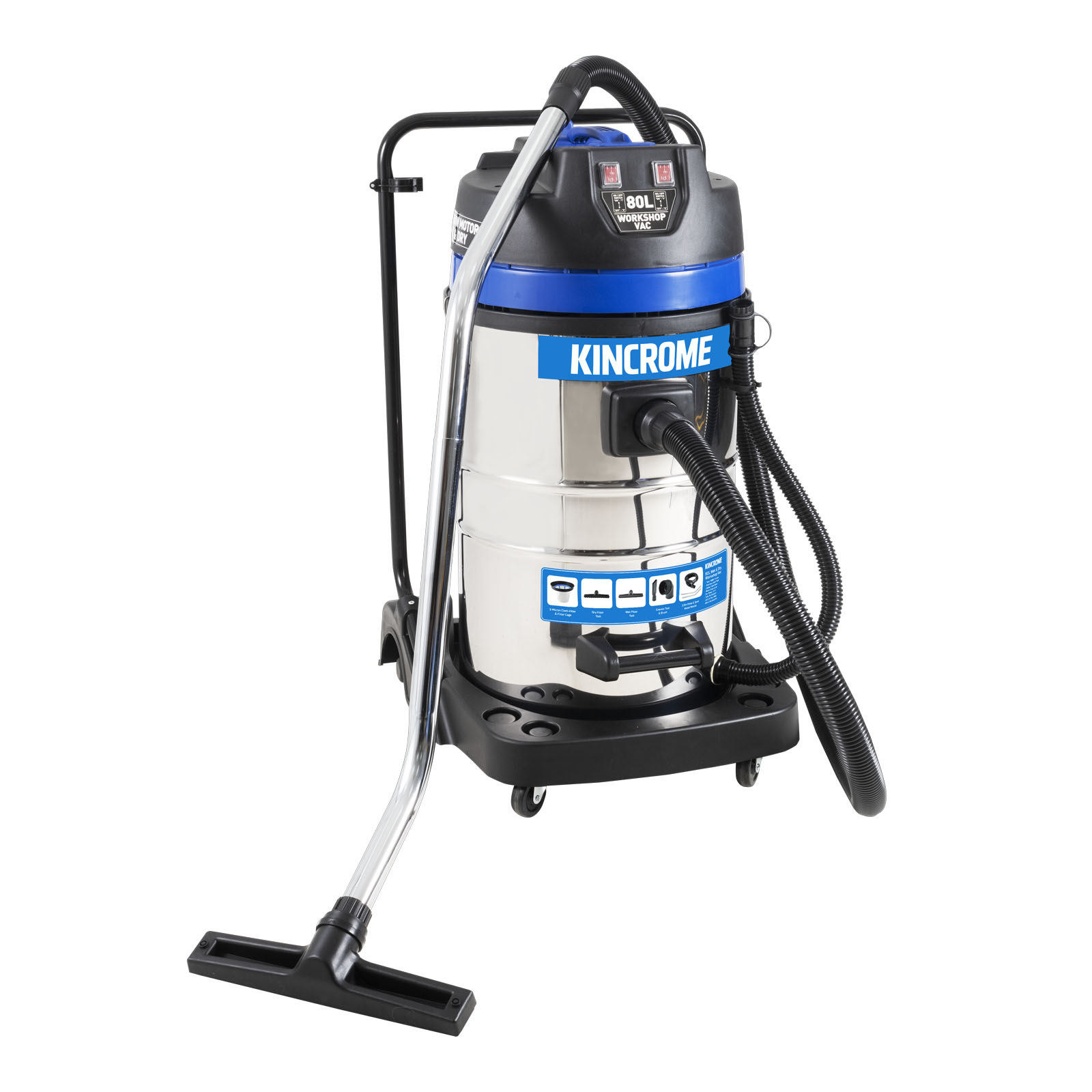 240V Wet & Dry Workshop Vacuum 80L / Twin 1000W - Kincrome Tools - Kincrome